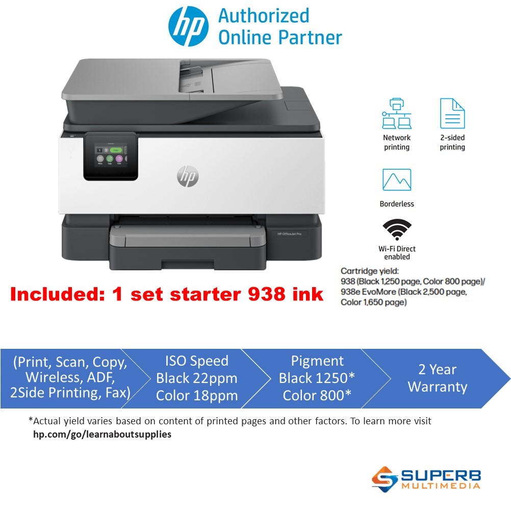 HP Officejet Pro Alln-One Printer 9120 (Print, Scan, Copy, Wireless ...