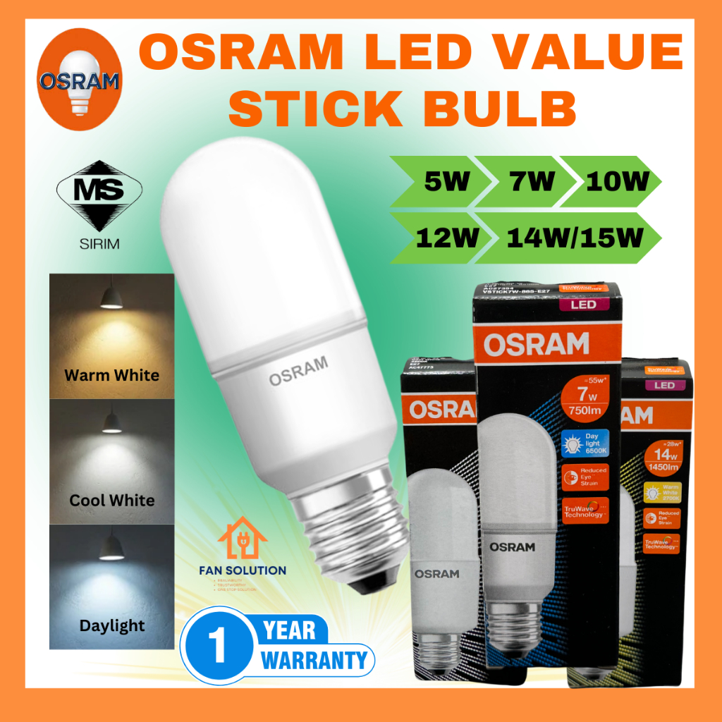 OSRAM LEDVANCE LED VALUE STICK BULB E27/E14 5W/7W/10W/12W/14W/15W [WARM WHITE/COOL WHITE ...