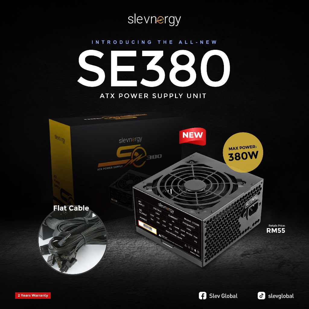Slevnergy SE380 ATX Power Supply Unit (380W Max) - Suitable For Office ...