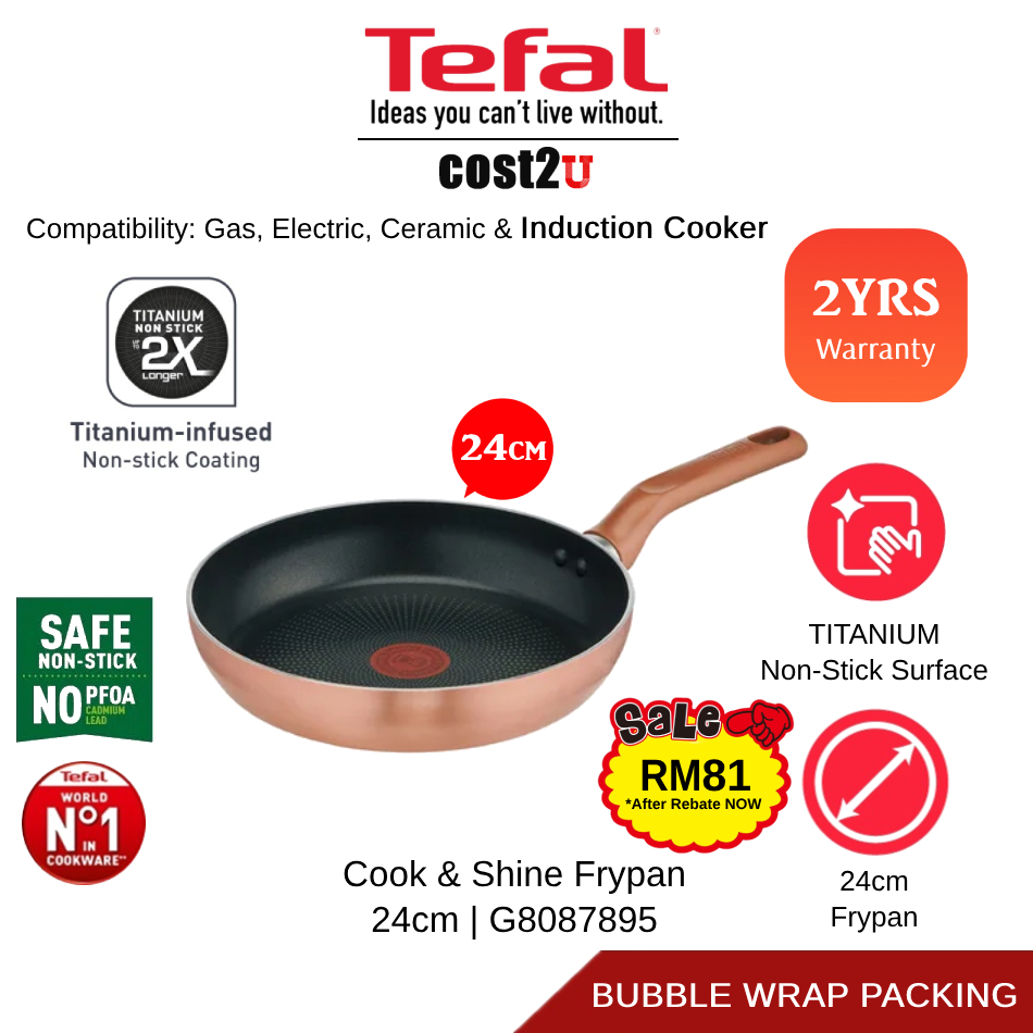 Tefal Cook & Shine Induction Frypan 24cm IH | G80878 (Non Stick Deep ...