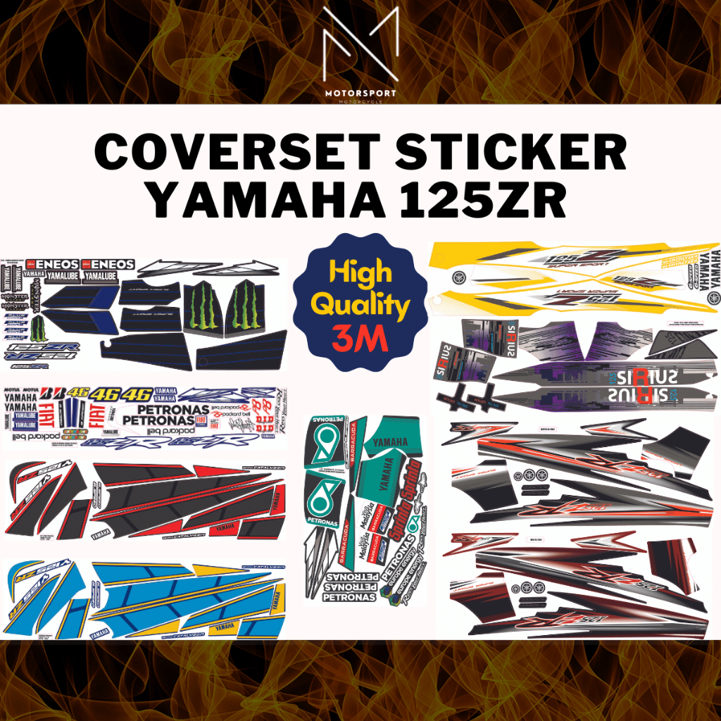 YAMAHA Y125ZR ALL COVERSET STICKER Baju Body Cover Set Sticker Stripe ...