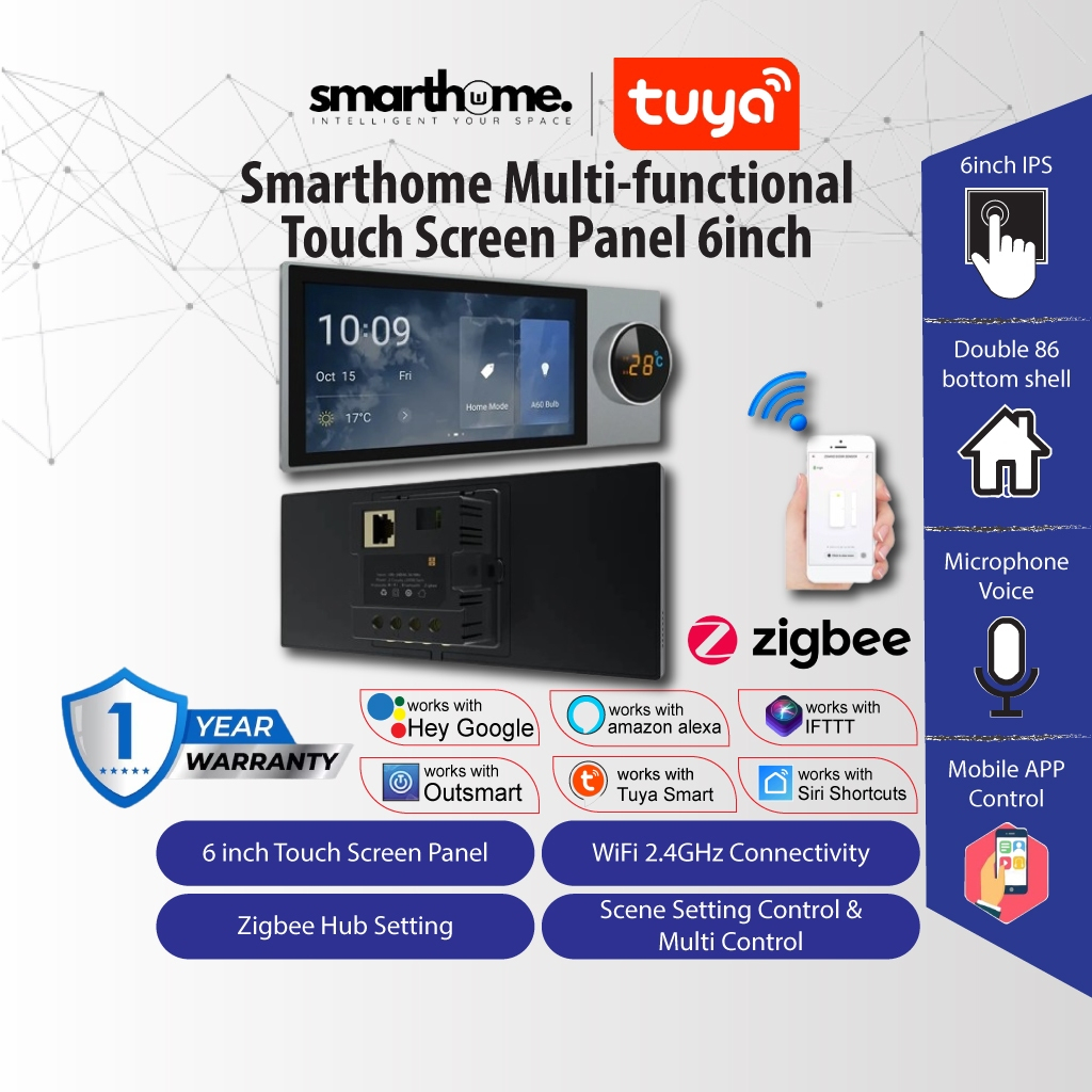 Tuya Smart Home Multi-Functional Touch Screen Control Panel 6-inch in ...