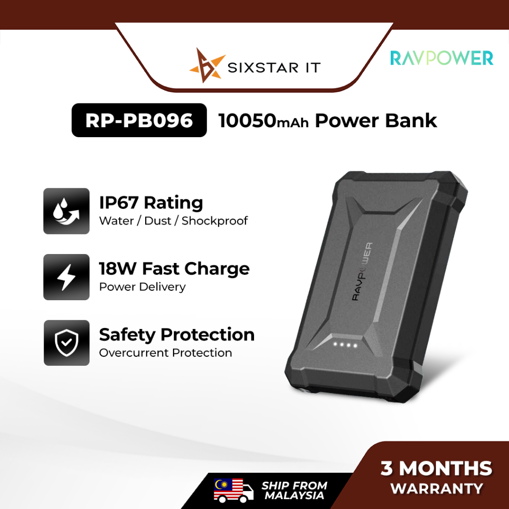 RAVPower RP-PB096 Power Bank 10050mAh Heavy Duty Built in Flashlight ...
