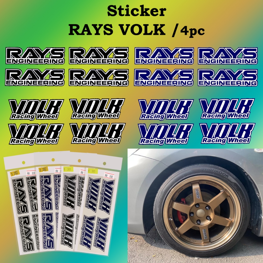 Sticker Kereta RAYS ENGINEERING Quadruple VOLK Racing Wheel Tampal Luar ...