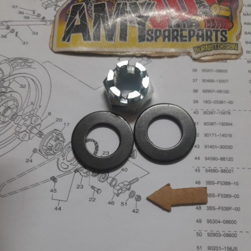 RXZ NUT SHAFT BELAKANG + WASHER HITAM² HIJAU (GREED) | Shopee Malaysia