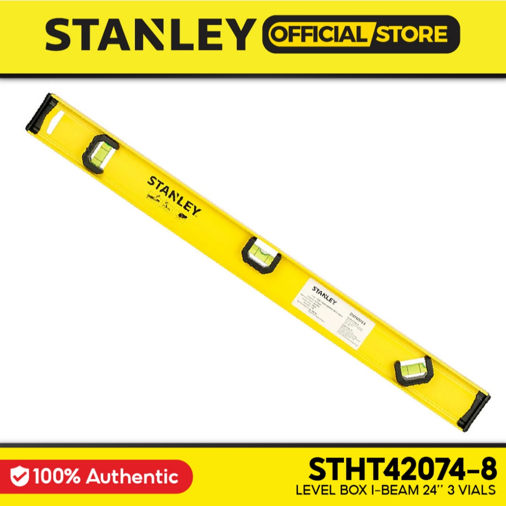 STANLEY 42-074 STHT42074-8 I BEAM BOX LEVEL 24" 3 VIAL | Shopee Malaysia
