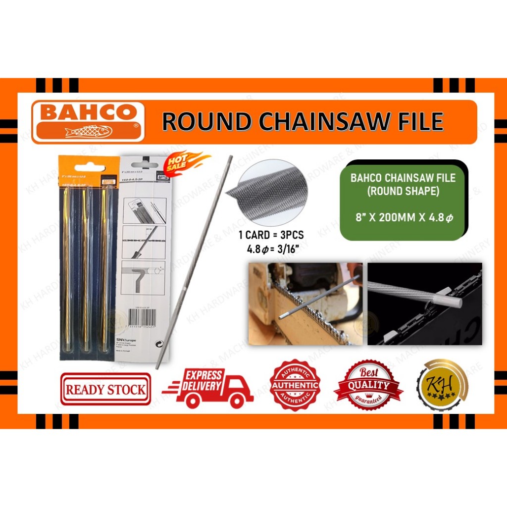 (100% ORIGINAL) BAHCO ROUND CHAINSAW SAW FILE 4.8MM / KIKIR CHAINSAW 4 ...