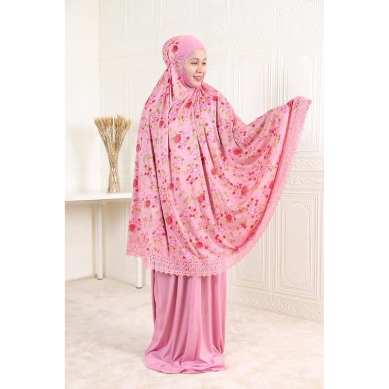 Telekung Vicose Printed Lace Borong | Shopee Malaysia