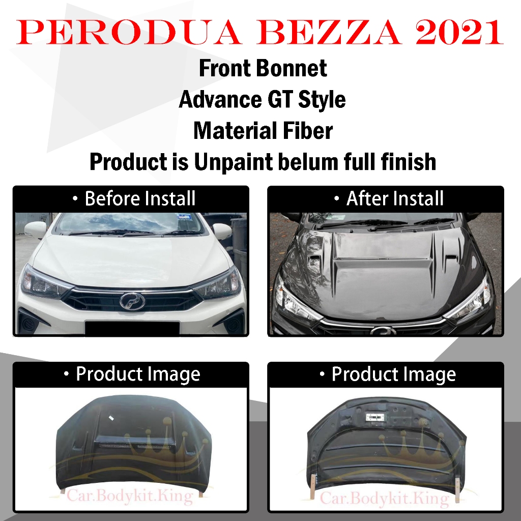 PERODUA BEZZA 2016-2022 FRONT BONET BONNET ADVANCE GT STYLE -MATERIAL ...