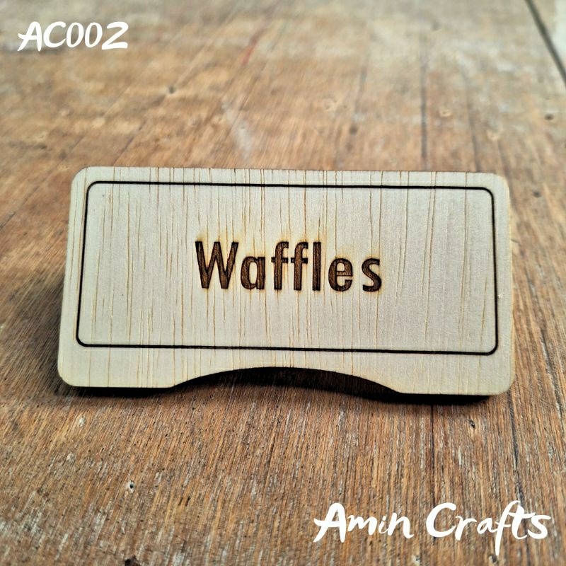 Custom Name Tag Food Mini Stand Wooden Plate Table Papan Tanda Nama ...