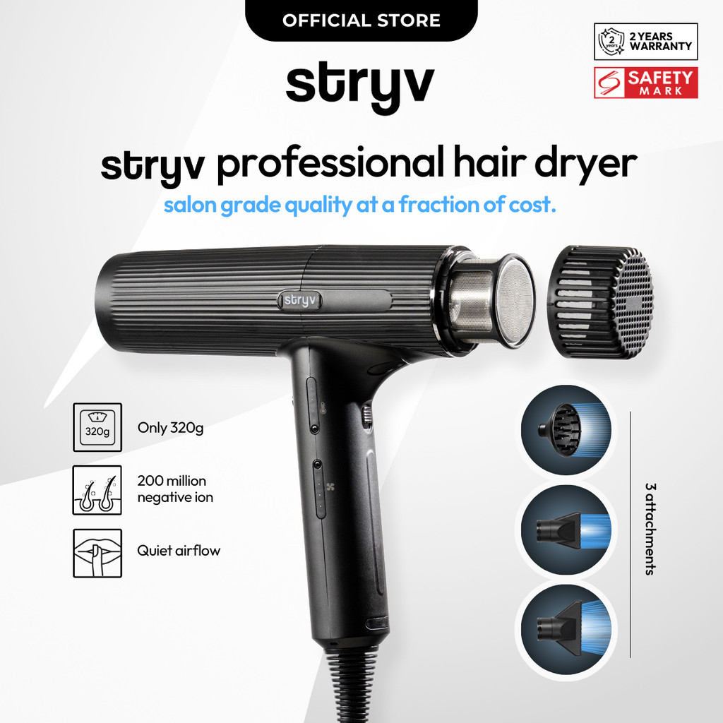 Stryv Professional Hair Dryer - Powerful & Light | Professional Grade ...