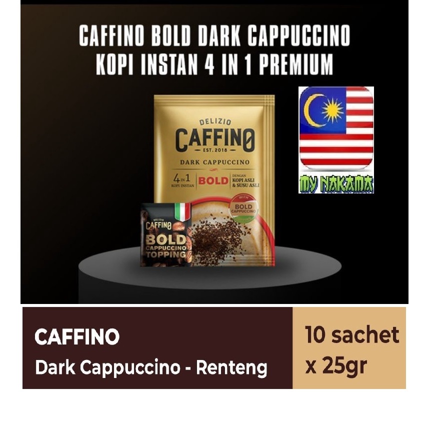 [10s] Coffee CAFFINO DELIZIO Dark Cappucino Bold With Real Milk Less ...