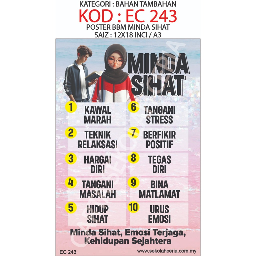 🏃‍1 DAYSHIP🏃‍JIMAT! Poster Minda Sihat Size A3 (7 Design) / Bahan ...