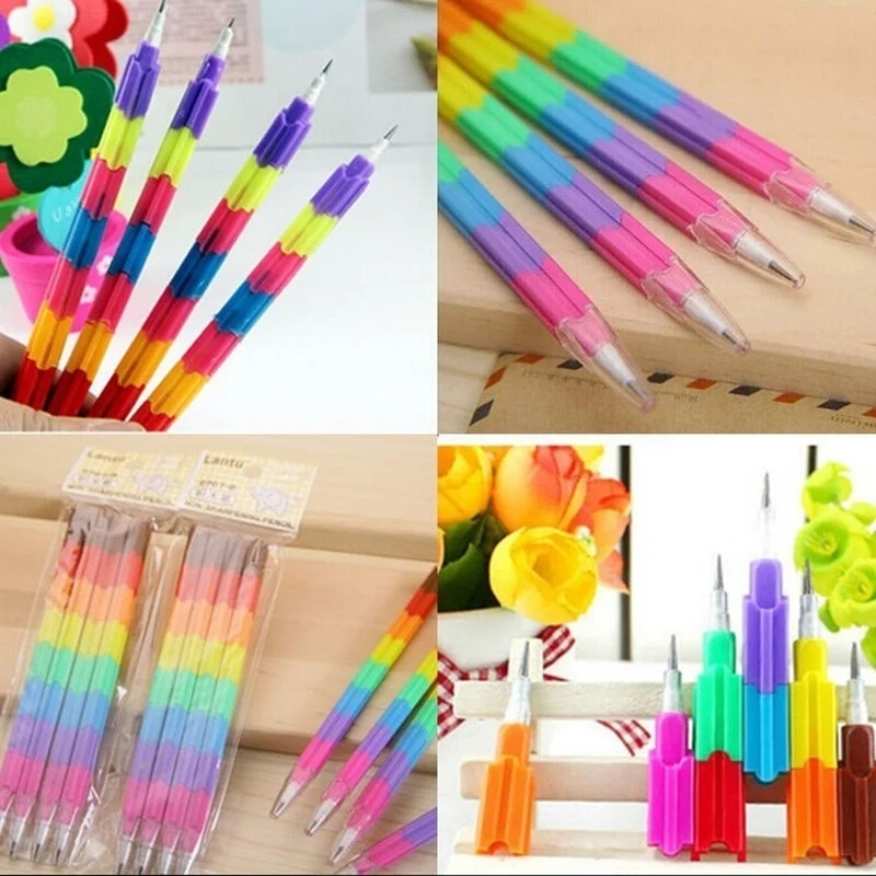 Rainbow Block Stackable Pencils for kids/birthday souvenir/School ...