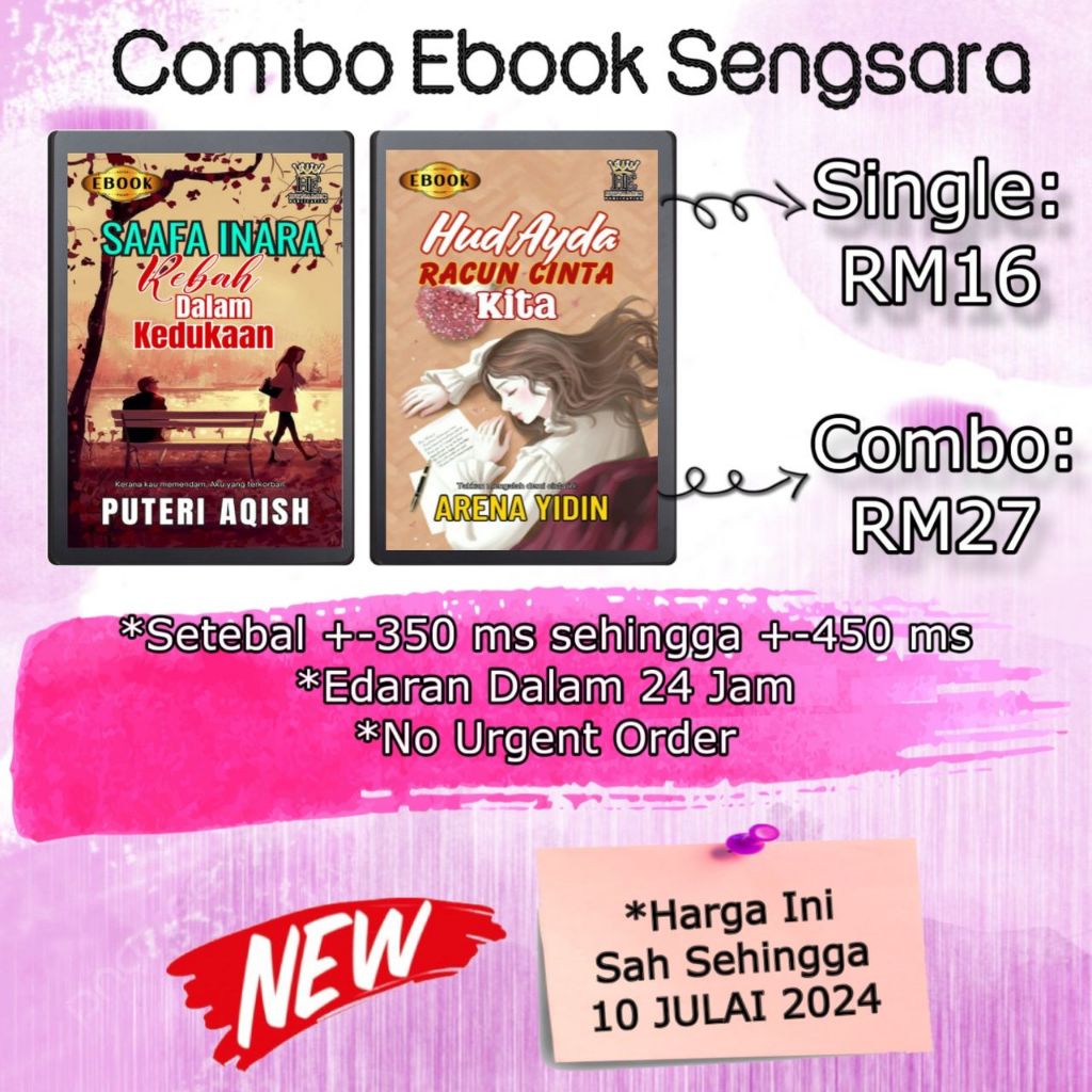 KOMBO EBOOK SENGSARA - SAAFA INARA REBAH DALAM KEDUKAAN (PUTERI AQISH) , HUD AYDA RACUN CINTA ...