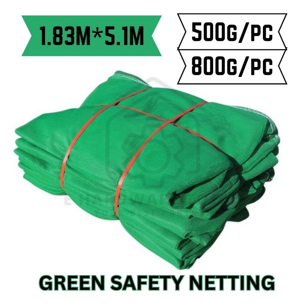 Green Safety Netting Construction Safety Net with White Lining 1.8M x 5.1M (Green) [500g/800g ...