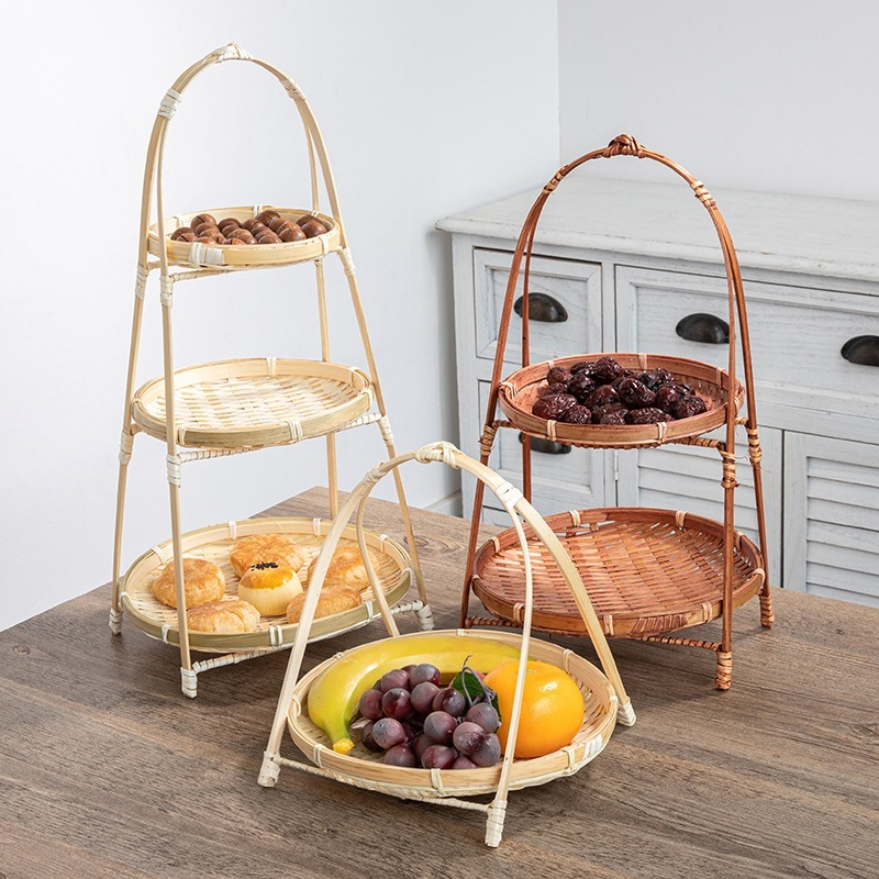 Multifunction Layer Rattan Basket Dulang Rotan Bertingkat Makanan ...