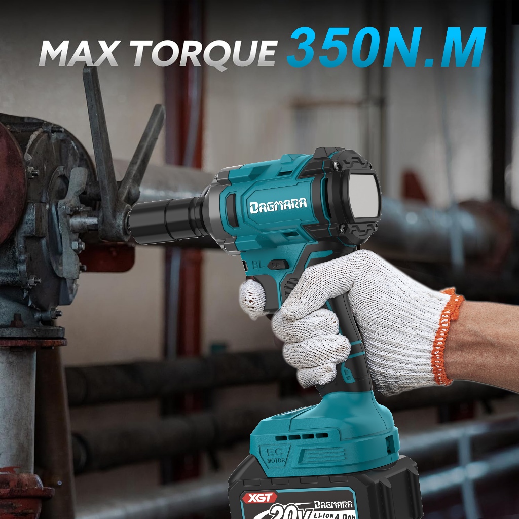 DAGMARA DIW01-350 Cordless Impact Wrench Driver Sockets Fast Charger ...