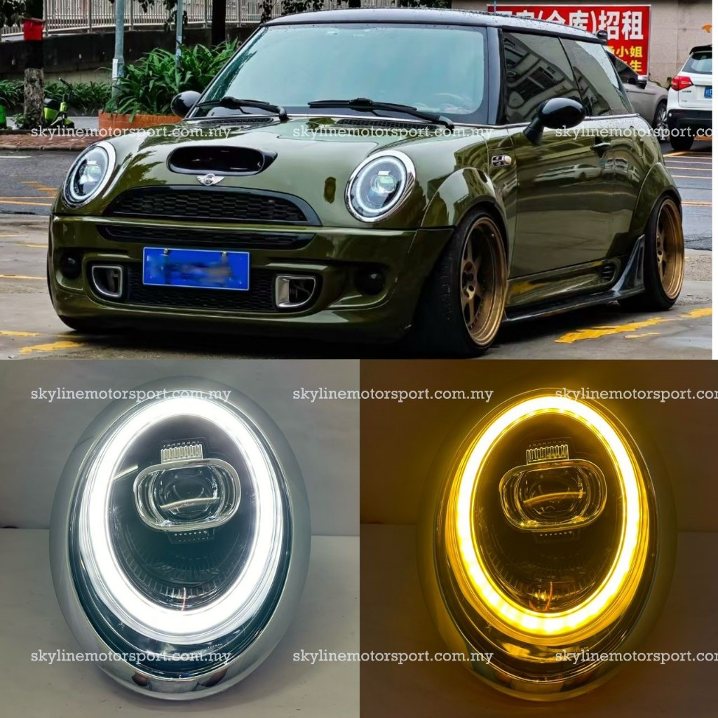 Mini Cooper R50 R51 R52 Head Lamp Projector DRL Led 2001 2002 2003 2004 ...