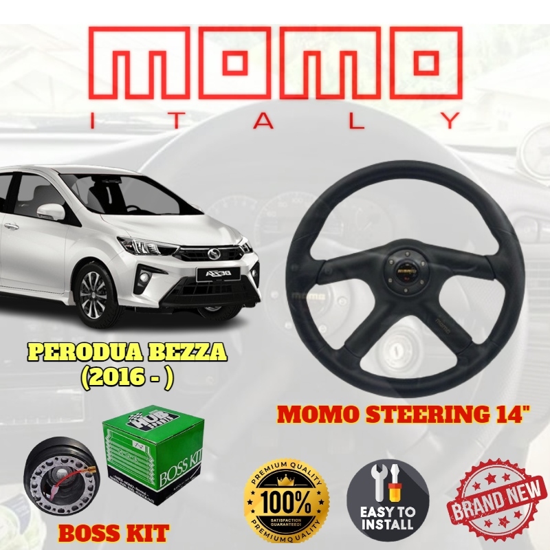 PERODUA BEZZA (2016 - ) 14'' MOMO STEERING PVC HIGH QUALITY + BOSSKIT ...