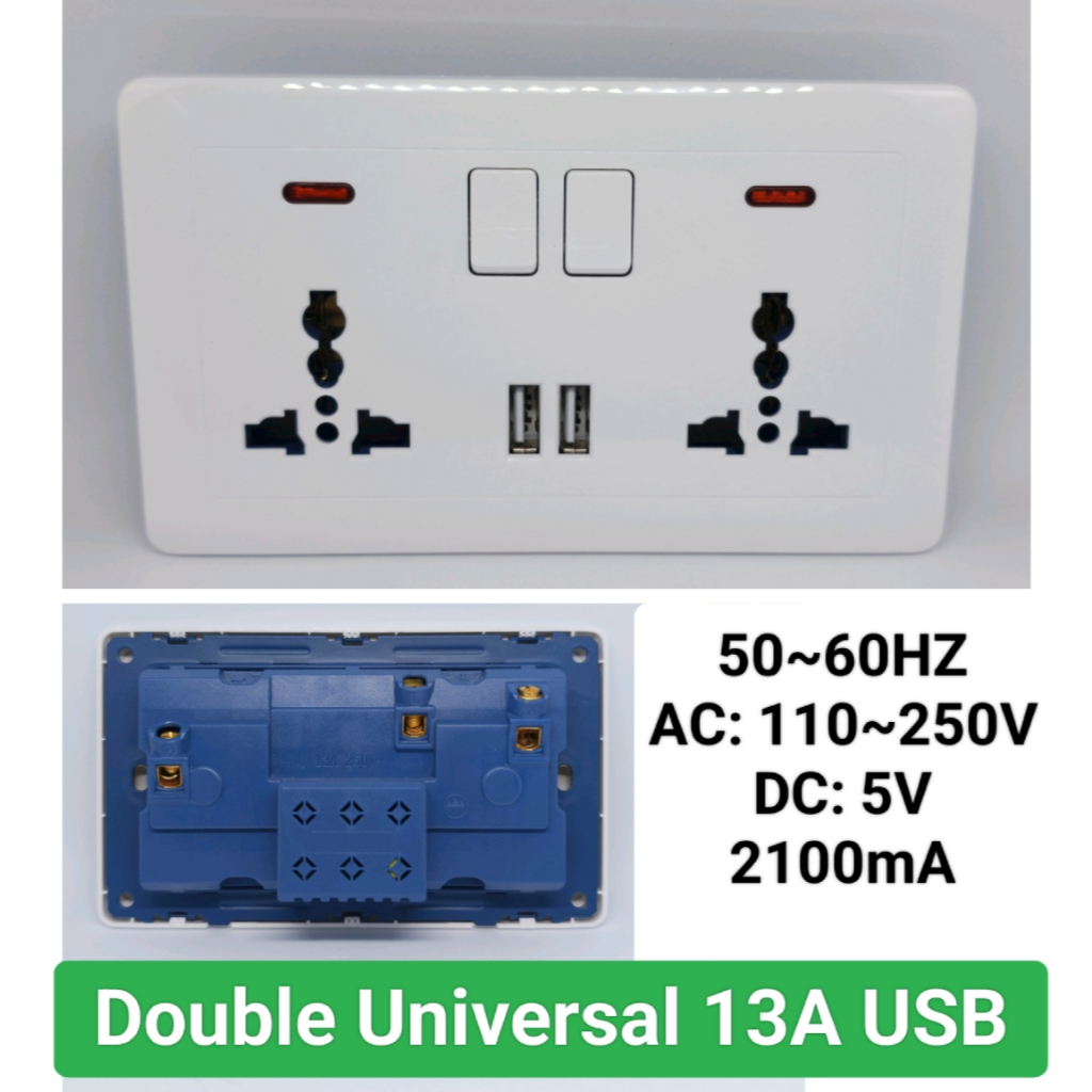 Malaysia Socket 13A Universal 15A Usb Type-C Water Heater Switch White ...