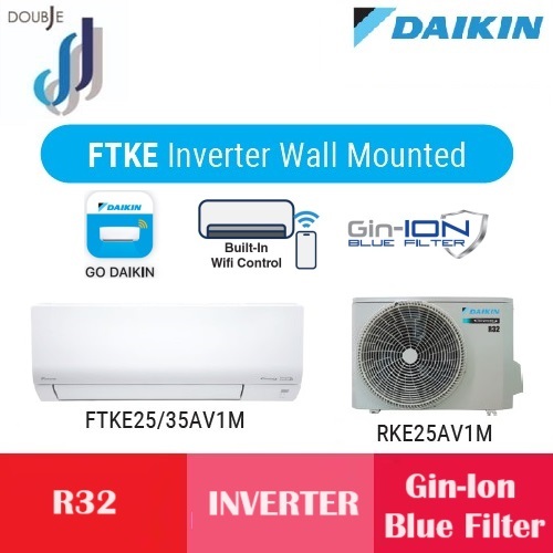 Daikin 1.0HP-2.5HP Standard Inverter R32 Air Conditioner R32 FTKE Series Gin ion | Shopee Malaysia