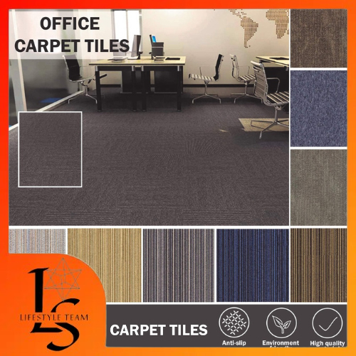 Lifestyle Multi-coloured Self Adhesive Washable Carpet Tiles Floor Mat ...