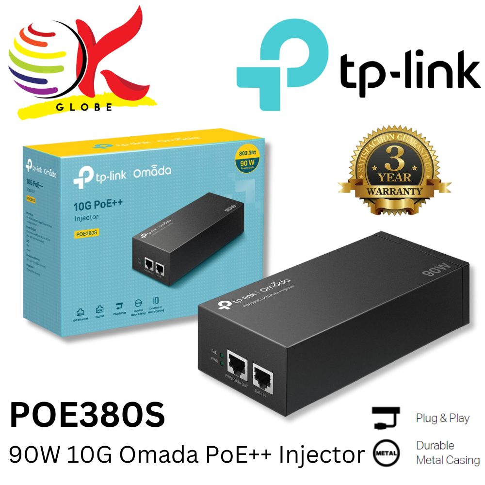 TP-LINK POE380S 90W 10G OMADA POE++ INJECTOR WITH PLUG & PLAY, DURABLE ...