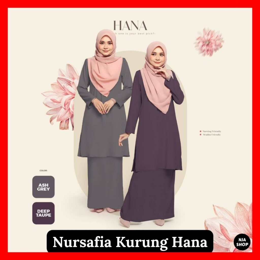 Kurung Hana Nursafia Saiz S - 3XL Baju Kurung Moden Kosong Plain Nursing Friendly Sedondon ...