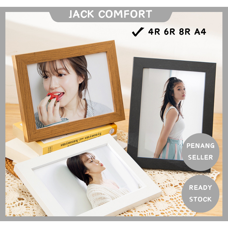Muji Style Wood Photo Frame Potrait Landscape Stand Frame Home Decor 4R 6R 8R A4 Frem Gambar ...