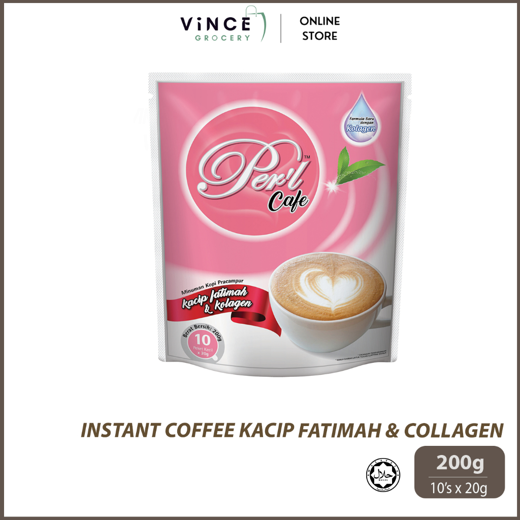 PER'L CAFÉ Instant Coffee Kacip Fatimah And Collagen | 200G [10's x 20G ...