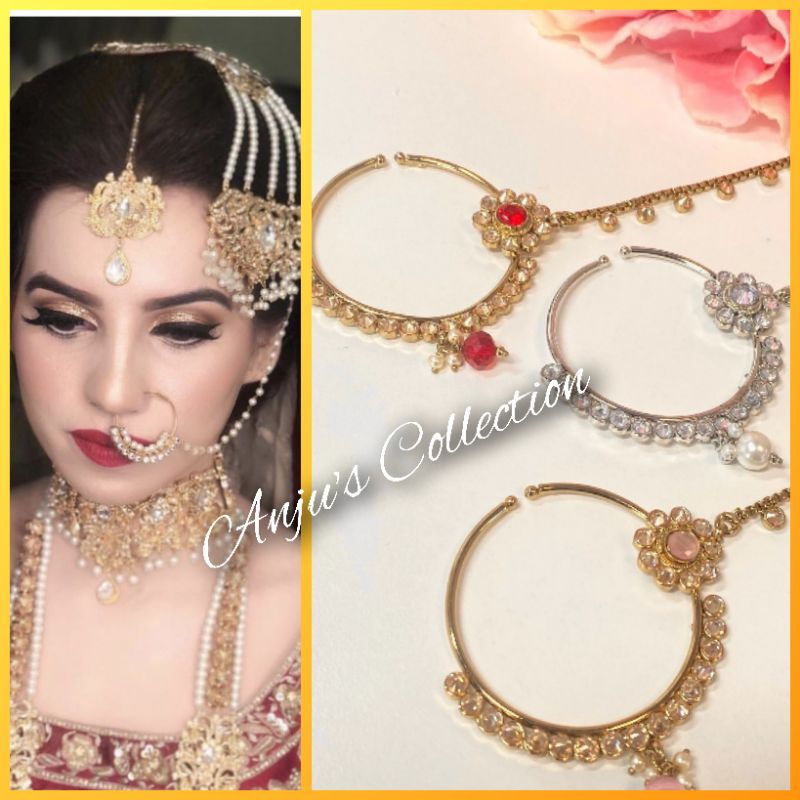 C20 - Bridal Nose Nath With Single Layer Chain | Shopee Malaysia