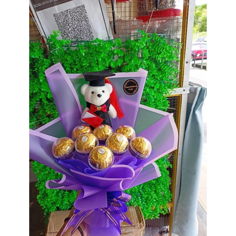 Convo Bear With Ferrero Rocher chocolate Bouquet For Graduation ...