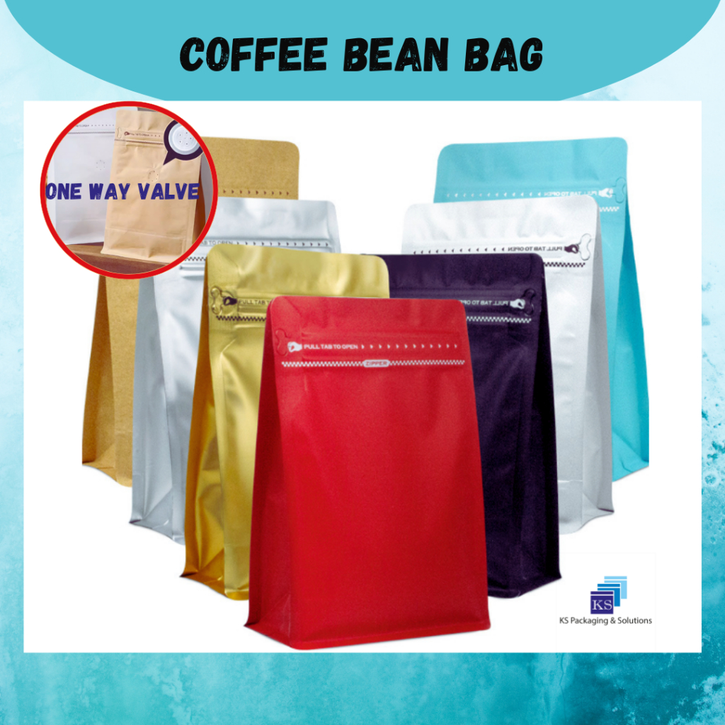 10pcs One Way Valve Aluminium Zip-lock Coffee Bean Bag Packaging Merah ...