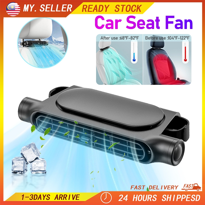 Portable Car Seat Fan 3 Speeds Adjustable Car Interior Rear Headrest ...