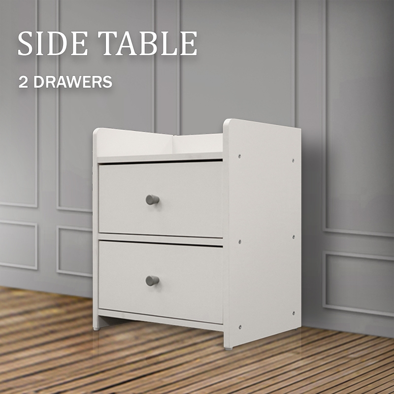 HK Side Table with 2 Drawer/Rak Tepi Katil/Almari Sisi Katil/Side Bed ...