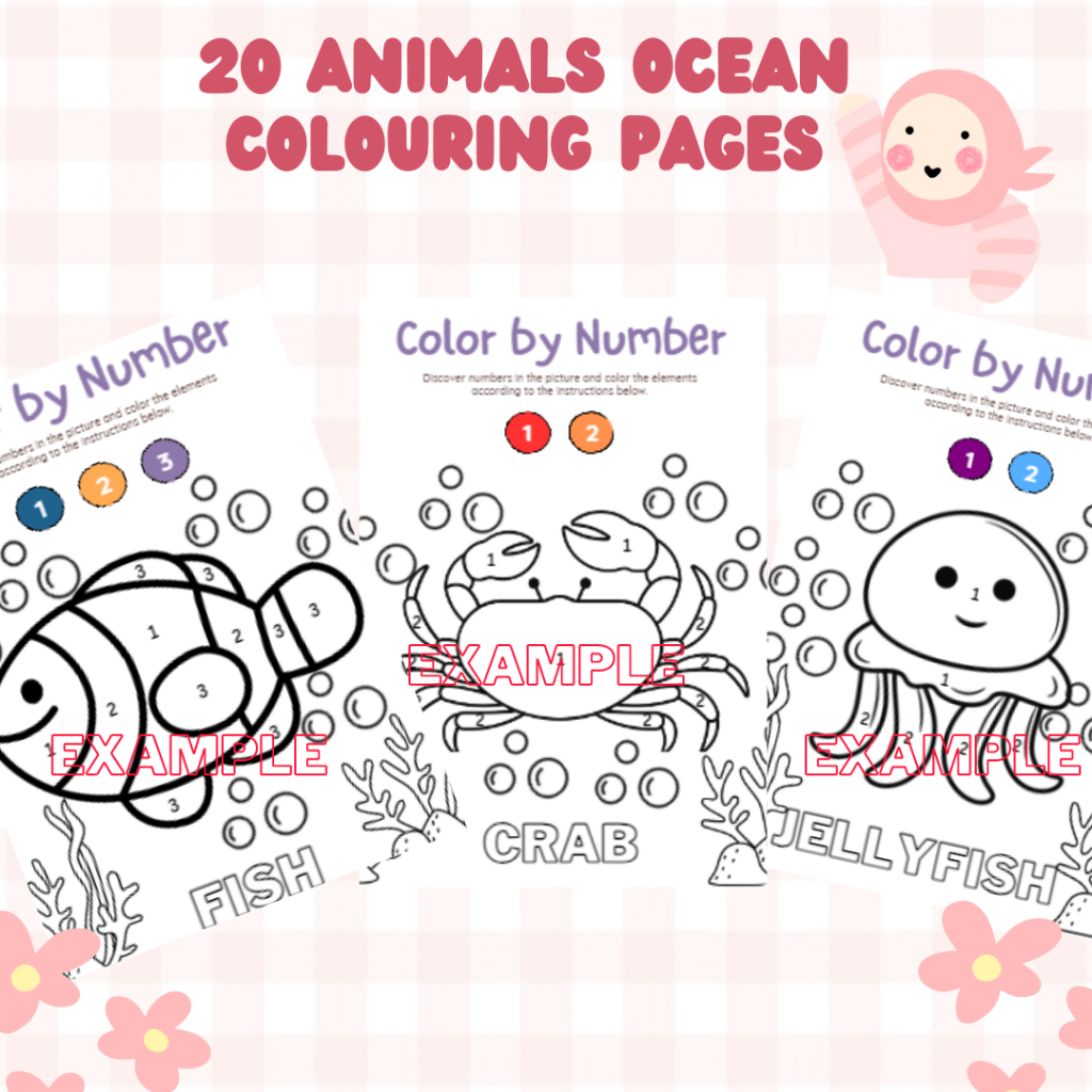 [PDF/SOFTCOPY] 20 Animals Ocean Number Coloring Pages For Kids Adult ...