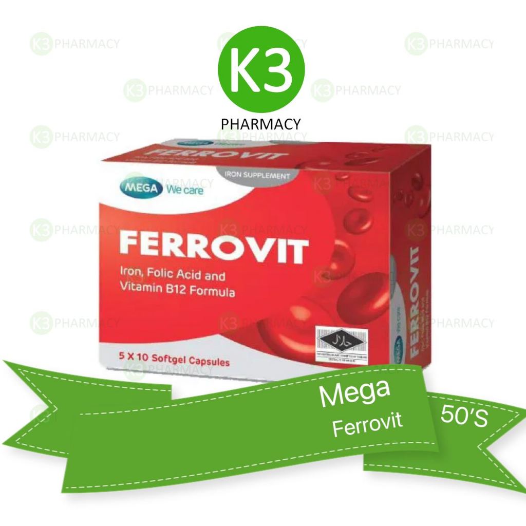 Mega Ferrovit (Iron + Folic Acid + VIT B12 ) 50'S | Shopee Malaysia