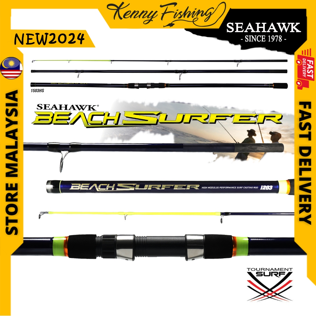 SEAHAWK BEACH SURFER SURF Fluorescent Tip FISHING ROD Surf Rod Joran ...