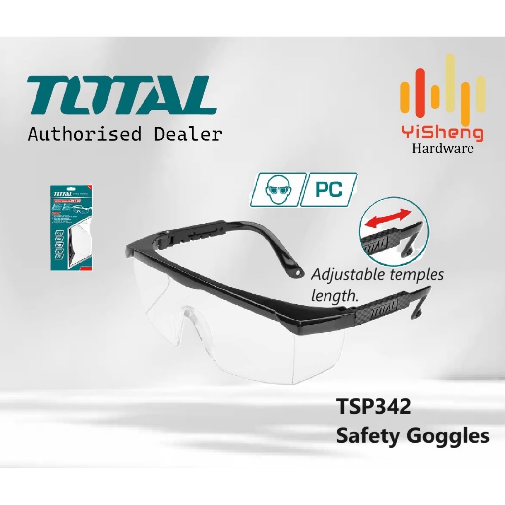 TOTAL TSP342 Safety Goggles (Adjustable Temple Length) Replacement ...
