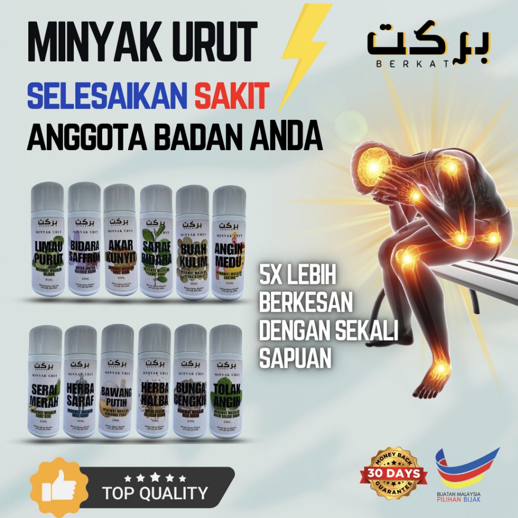 BERKAT Minyak Urut Panas Badan Bidara Saraf Angin Medu Saffron Herba ...