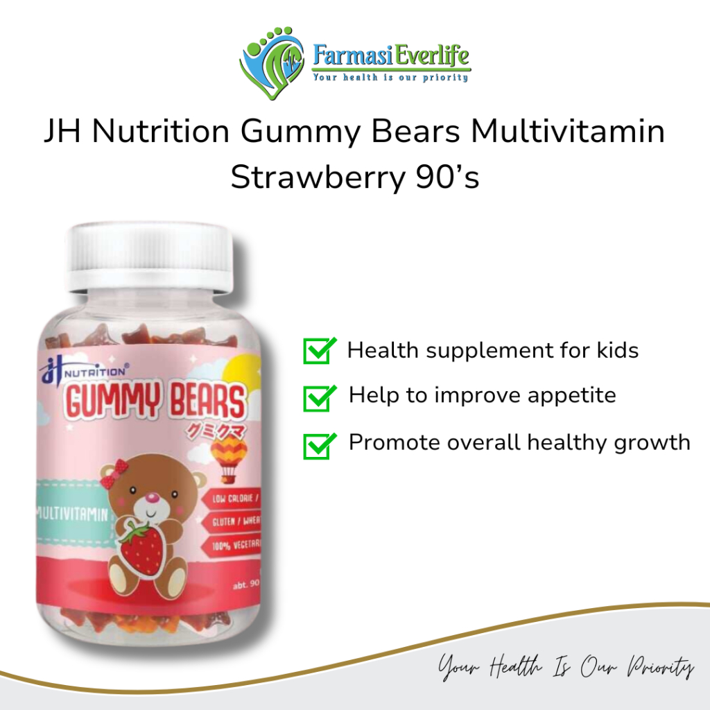 JH Nutrition Gummy Bears Multivitamin Strawberry 90’s | Shopee Malaysia