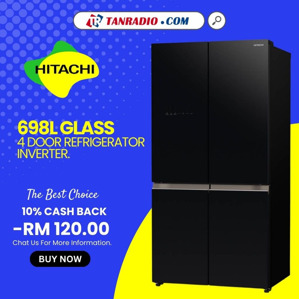 HITACHI MULTIDOOR FRIDGE 698L INVERTER, DUAL FAN COOLING, BOTTOM ...