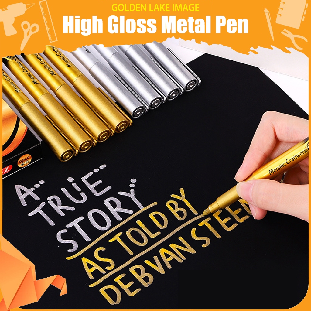 Gold Silver Colour Craft Pen Waterproof Paint Sign Marker Metal Pen ...