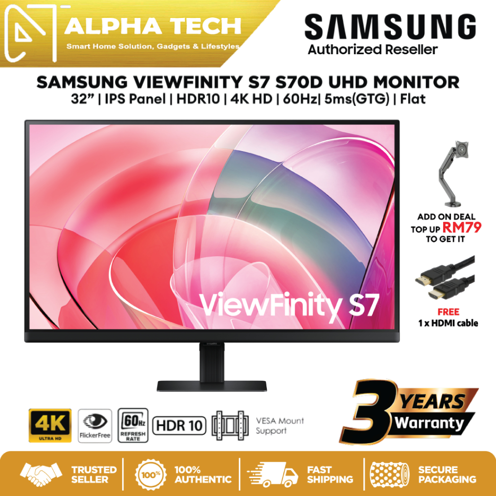 Samsung ViewFinity S7 S70D UHD Monitor | HDR10 | Easy Setup Stand ...