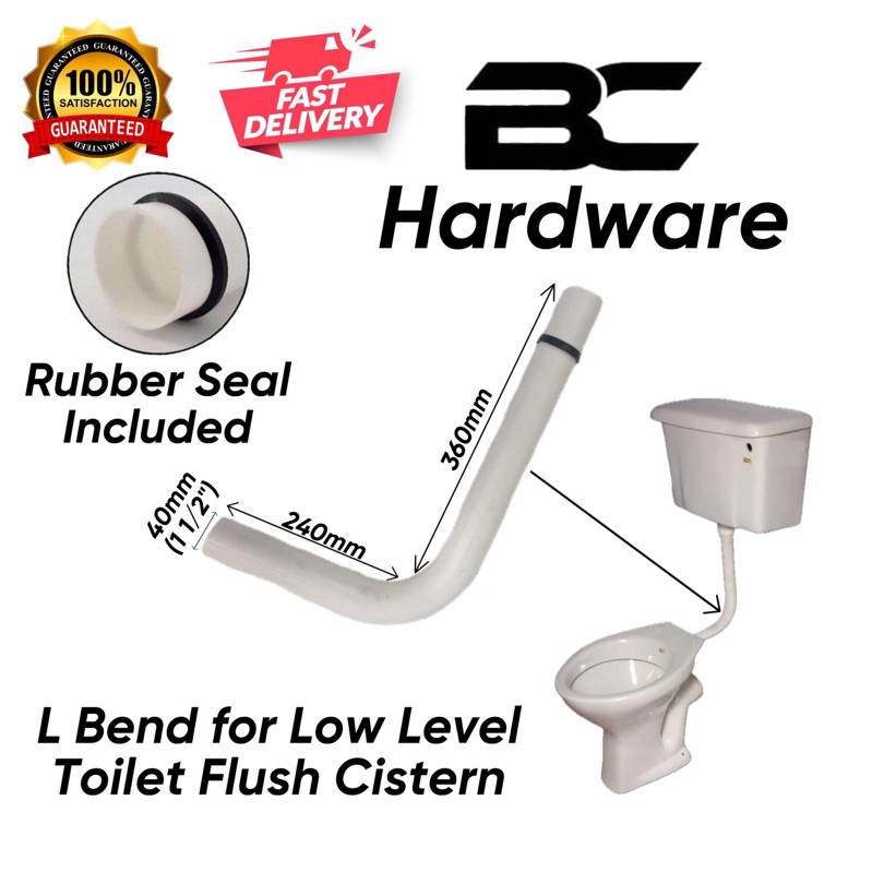 Toilet Bathroom L Bend L Shape 40mm Flush Pipe Low Level Bilik Air ...