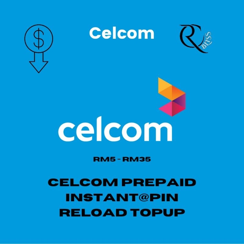 CELCOM/XPAX Prepaid Instant@Pin Reload Topup ( RM5, RM6, RM7, RM8, RM9, RM10, RM15, RM20, RM25 ...