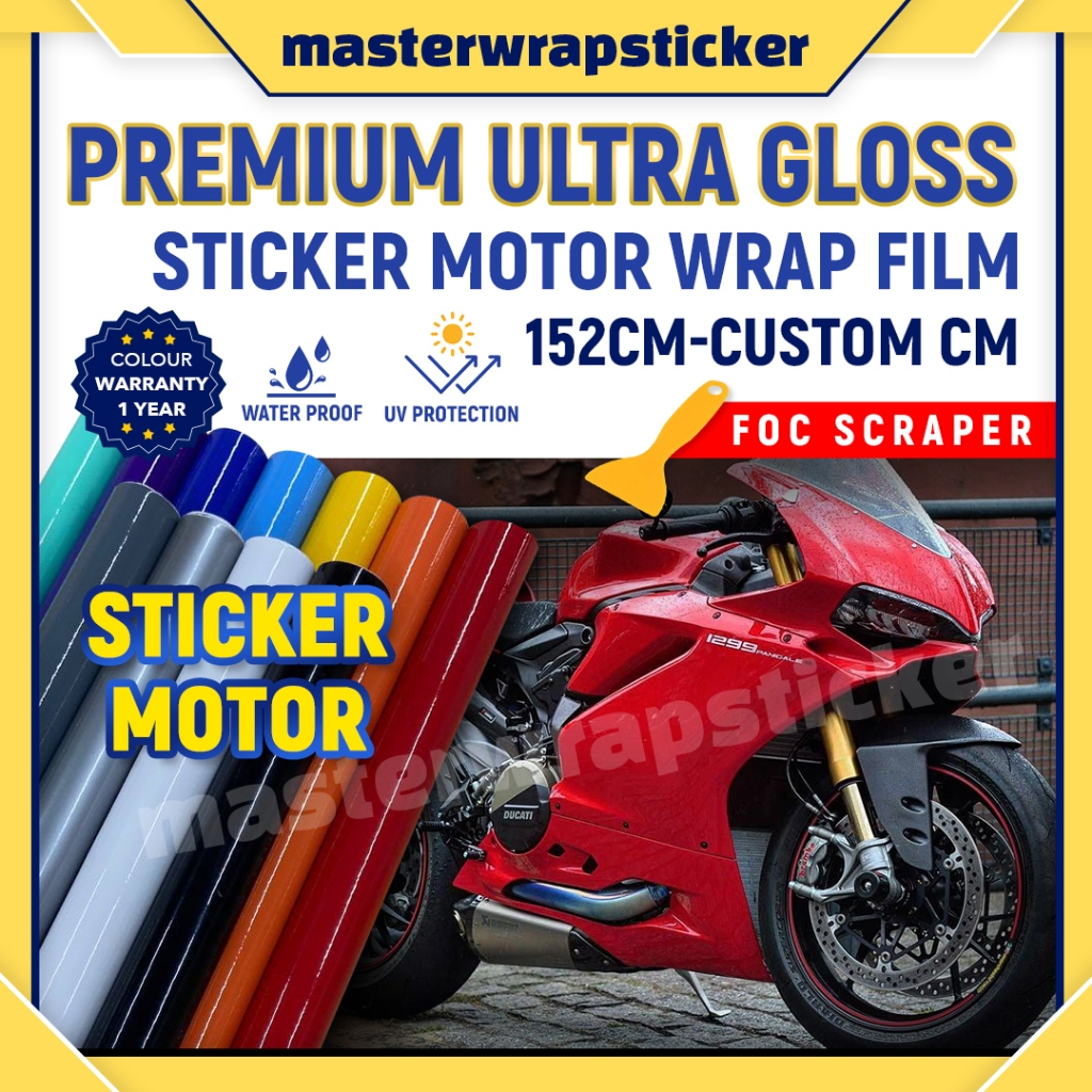 PREMIUM ULTRA GLOSSY MOTOR STICKER(152CM-90CM)stiker MOTO kilat ...