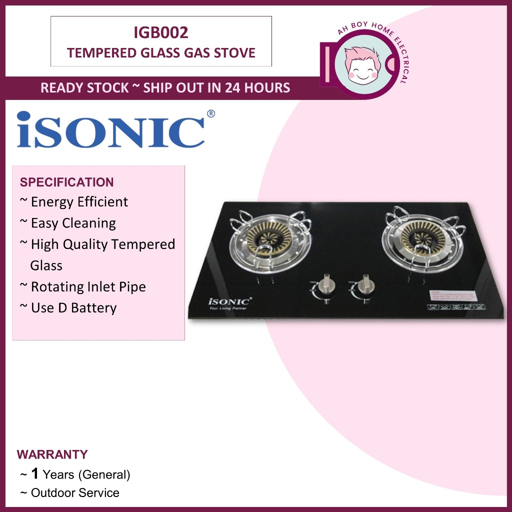 iSONIC Built-in Tempered Glass Gas Stove 2 Burner Gas Hob Gas Cooker ...