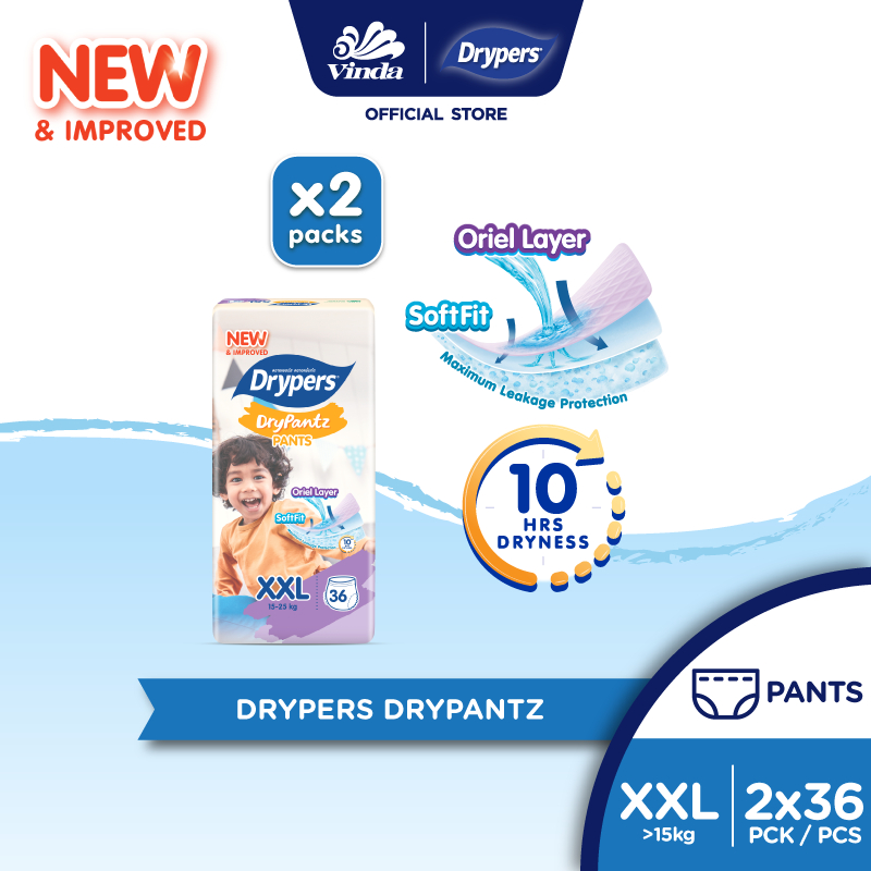 [Bundle of 2] Drypers DryPantz Baby Diaper XXL36 (2 Packs) | Shopee ...